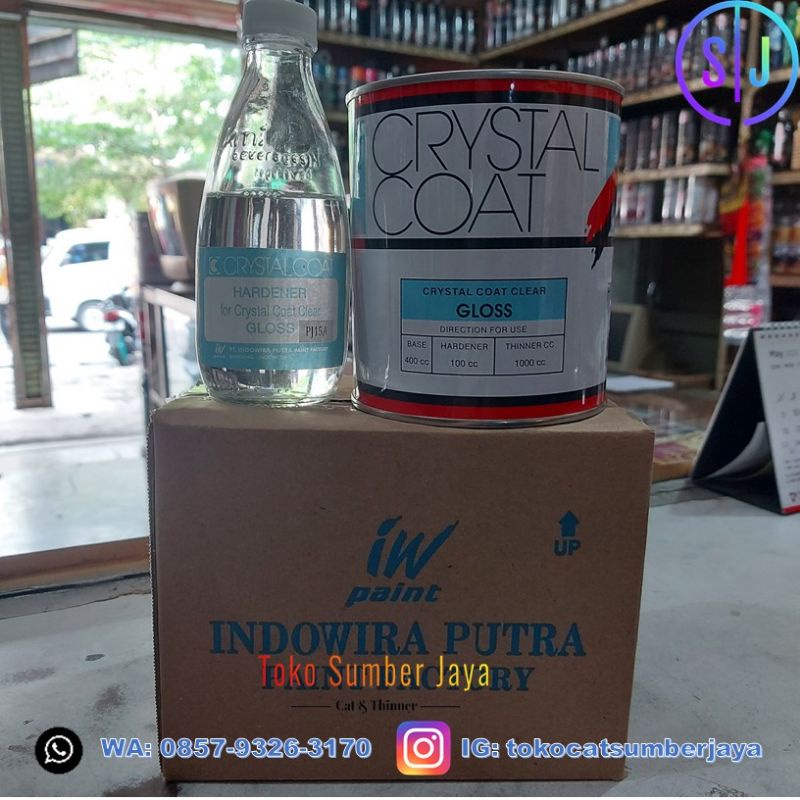 Jual Crystal Coat Clear Gloss + THINNER Indowira (Glass & Stainless) Vernish Kaca | Shopee Indonesia
