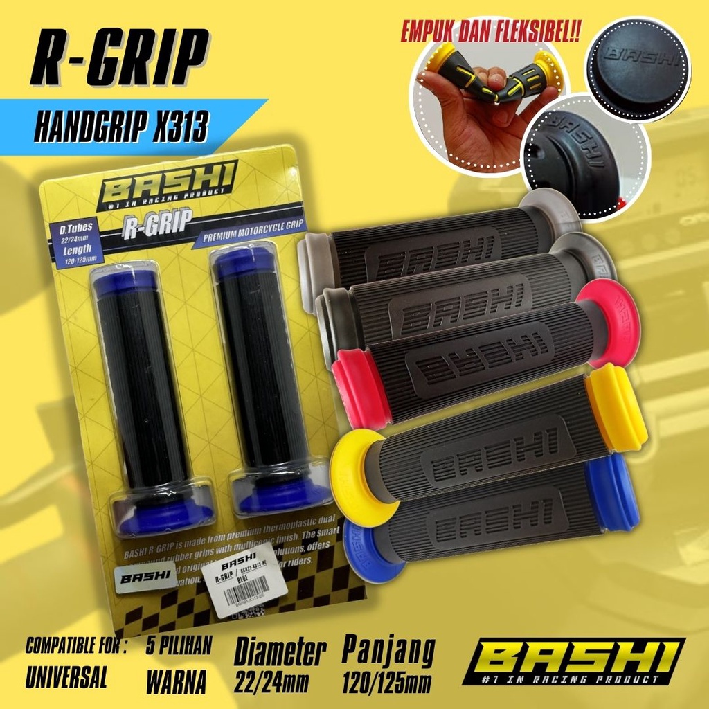 Jual HAND GRIP MOTOR BASHI R-GRIP X313 TPR EMPUK FLEKSIBLE ANTI SLIP ...