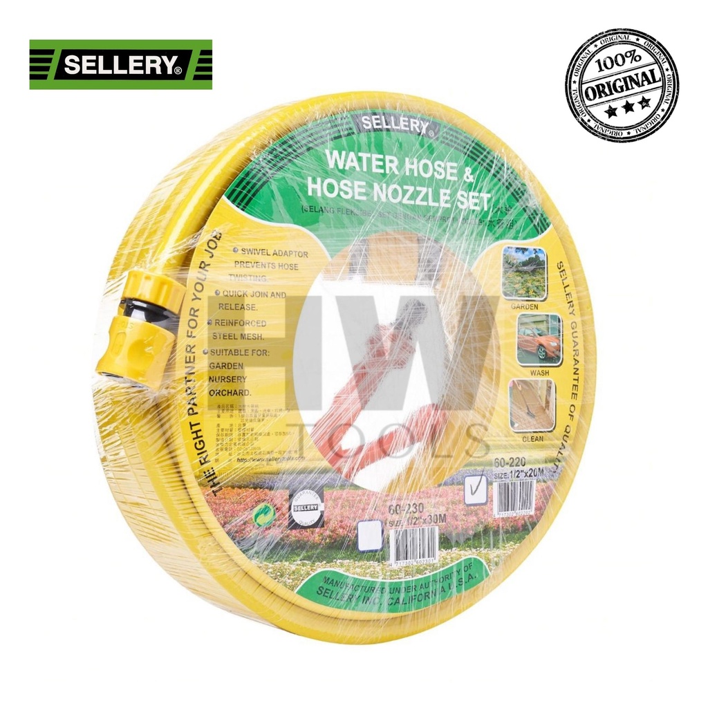 Jual WATER HOSE / SELANG AIR & HOSE NOZZLE SET 1/2" x 20 meter SELLERY ...
