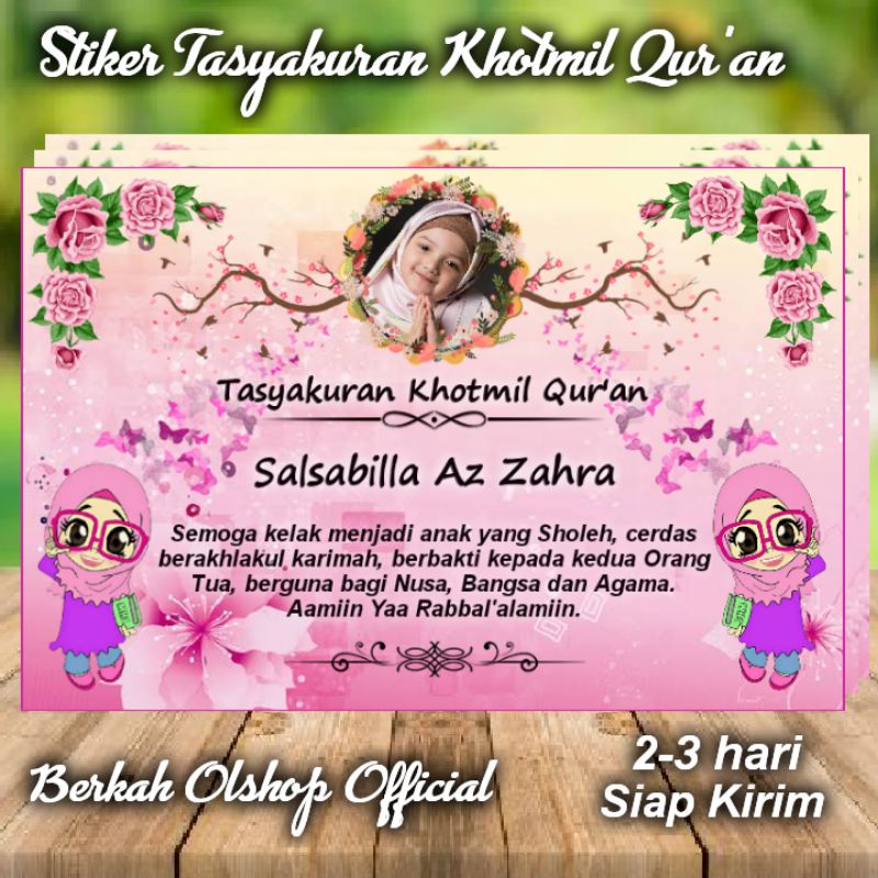 Jual Stiker Syukuran Khatam Quran Request Foto Anak - Tasyakuran Tamat ...