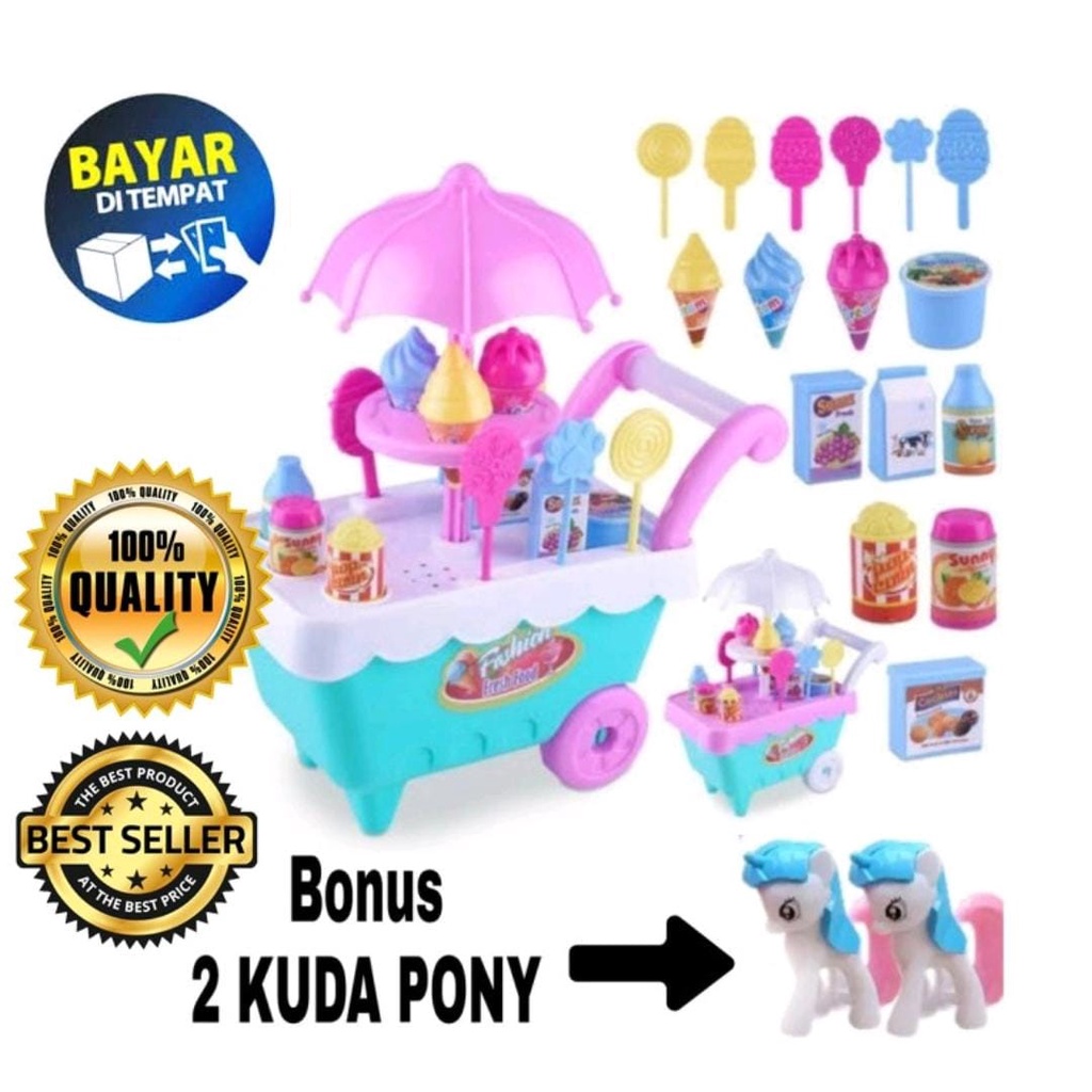 Jual MAINAN ANAK GEROBAK DORONG ES KRIM KUDA PONY TROLLI THE LITTLE ...