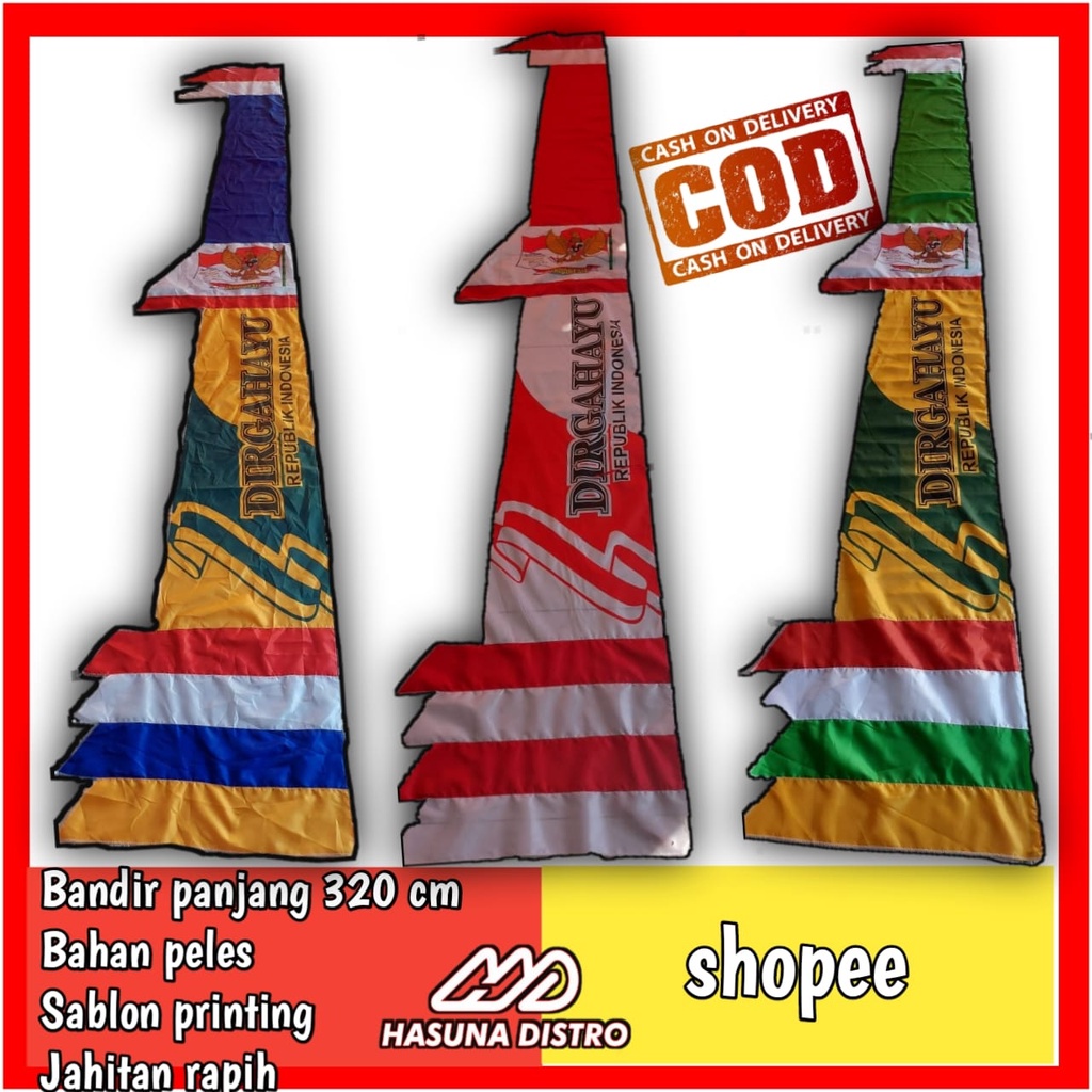 Jual bandir panjang printing dirgahayu agustusan bendera umbul umbul printing aksesoris ...