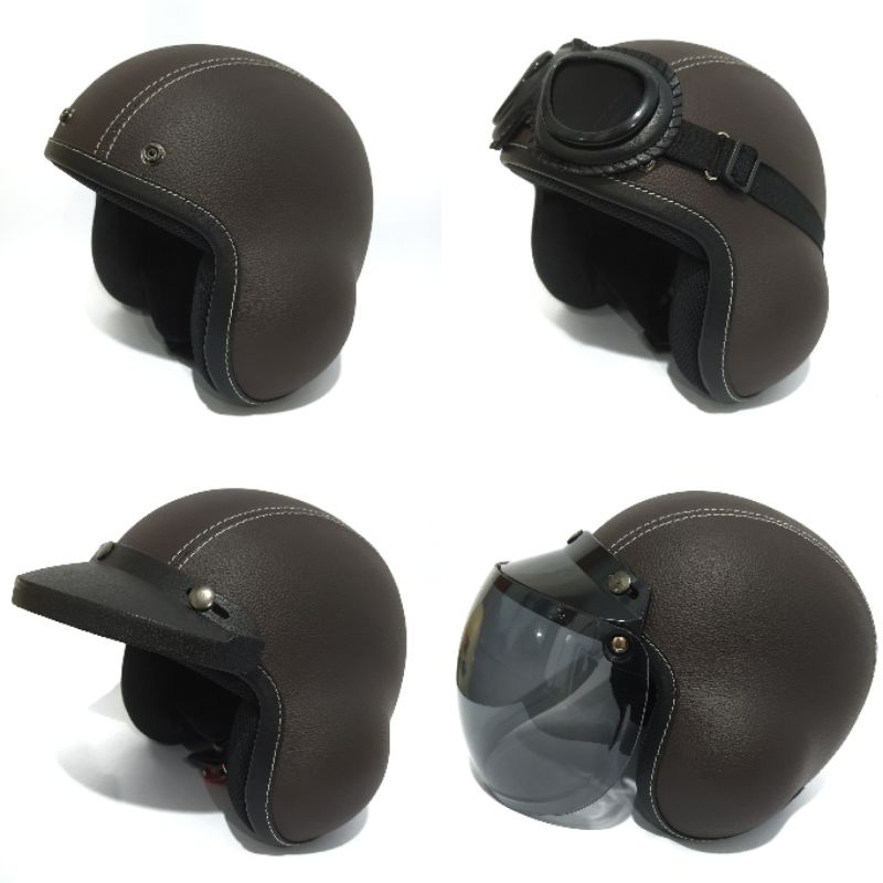 Jual Helm Pilot Kancing Retro SNI Classic Terbaru | Shopee Indonesia