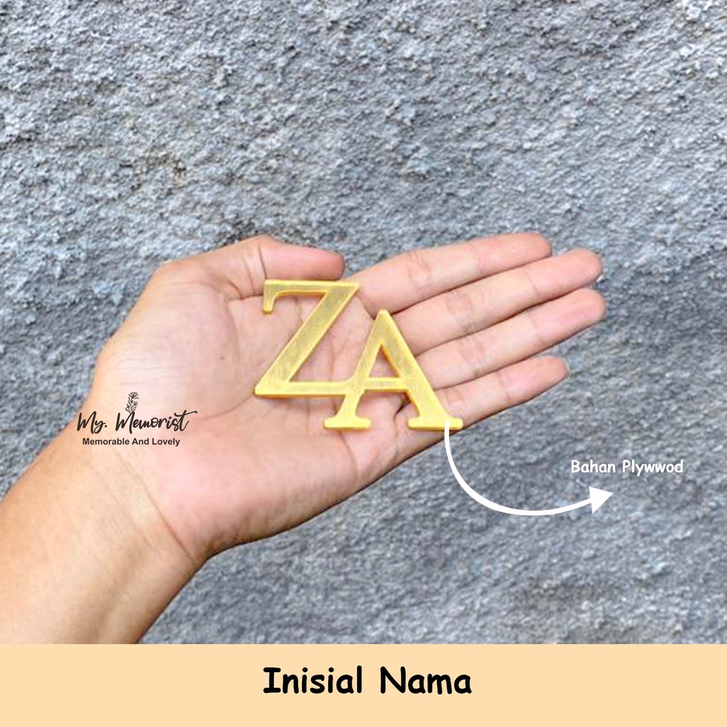 Jual Inisial Nama custom akrilik gold / silver hiasan mahar initial ...