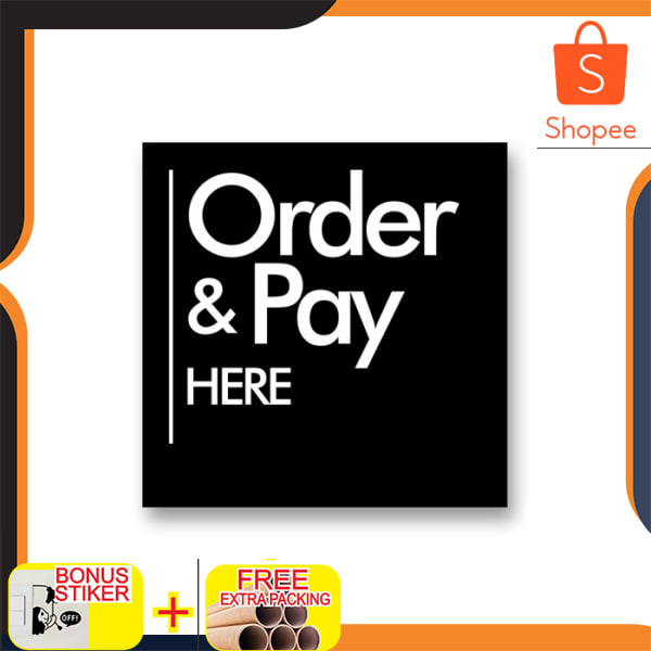 Jual sign system order and pay here - desk sign - order and pay here ...