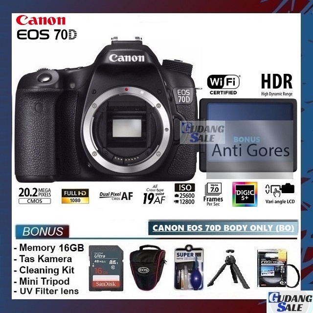 Jual [NEW] KAMERA EOS CANON 70D Body Only (BO) Wifi - GARANSI 1 TAHUN ...
