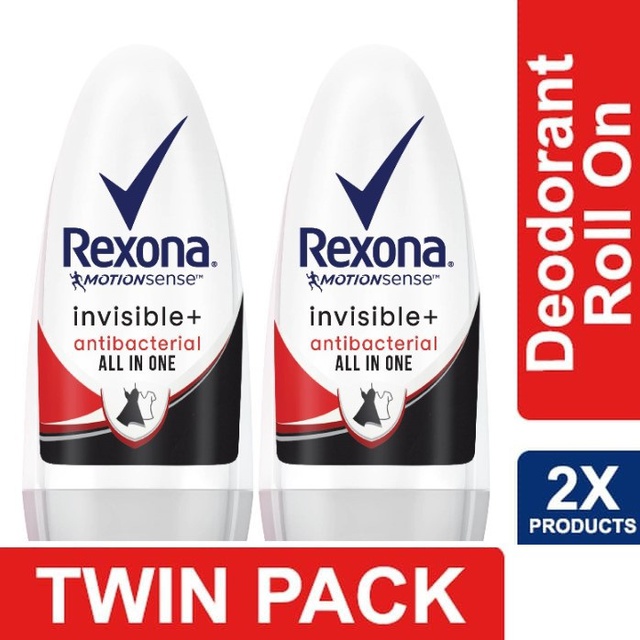 Jual Rexona Deodorant Roll On Invisible All In One 45ml Anti Bakteri Twin Pack | Shopee Indonesia