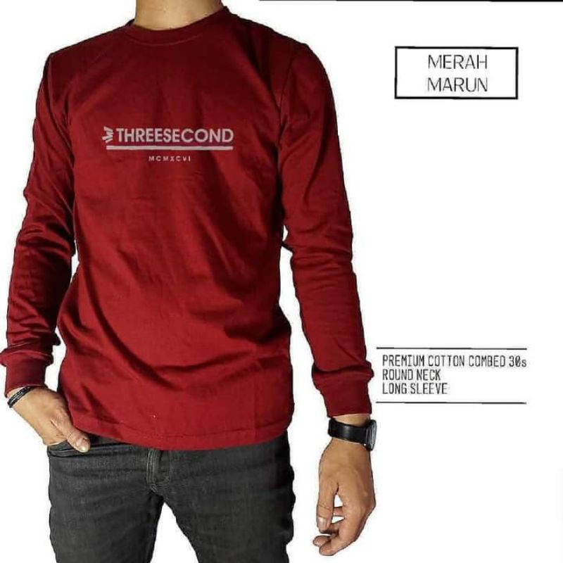 Jual Kaos Pria Lengan Panjang ORIGINAL Three Second Cotton Combed 30s ... Jual Kaos Pria Lengan Panjang ORIGINAL Three Second Cotton Combed 30s ...