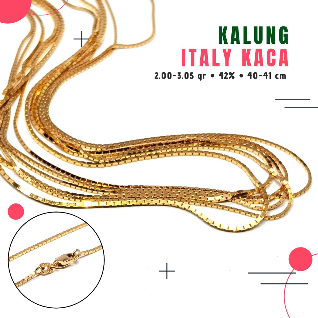 Jual KALUNG EMAS ASLI RANTAI ITALY KACA KADAR 42% | Shopee Indonesia