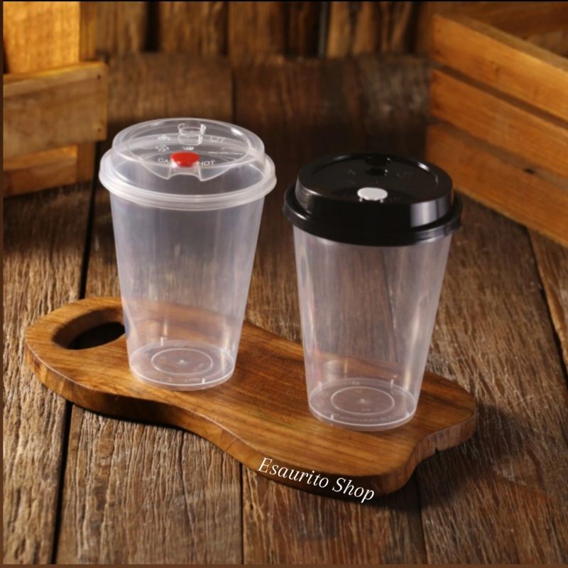 Jual Gelas Plastik Boba / Cup PP Injection 400ml 14oz ( 25 set - Cup ...