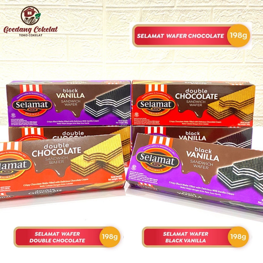 Jual Selamat Wafer Coklat Double Chocolate Black Vanilla 198 Gr 145 gr ...
