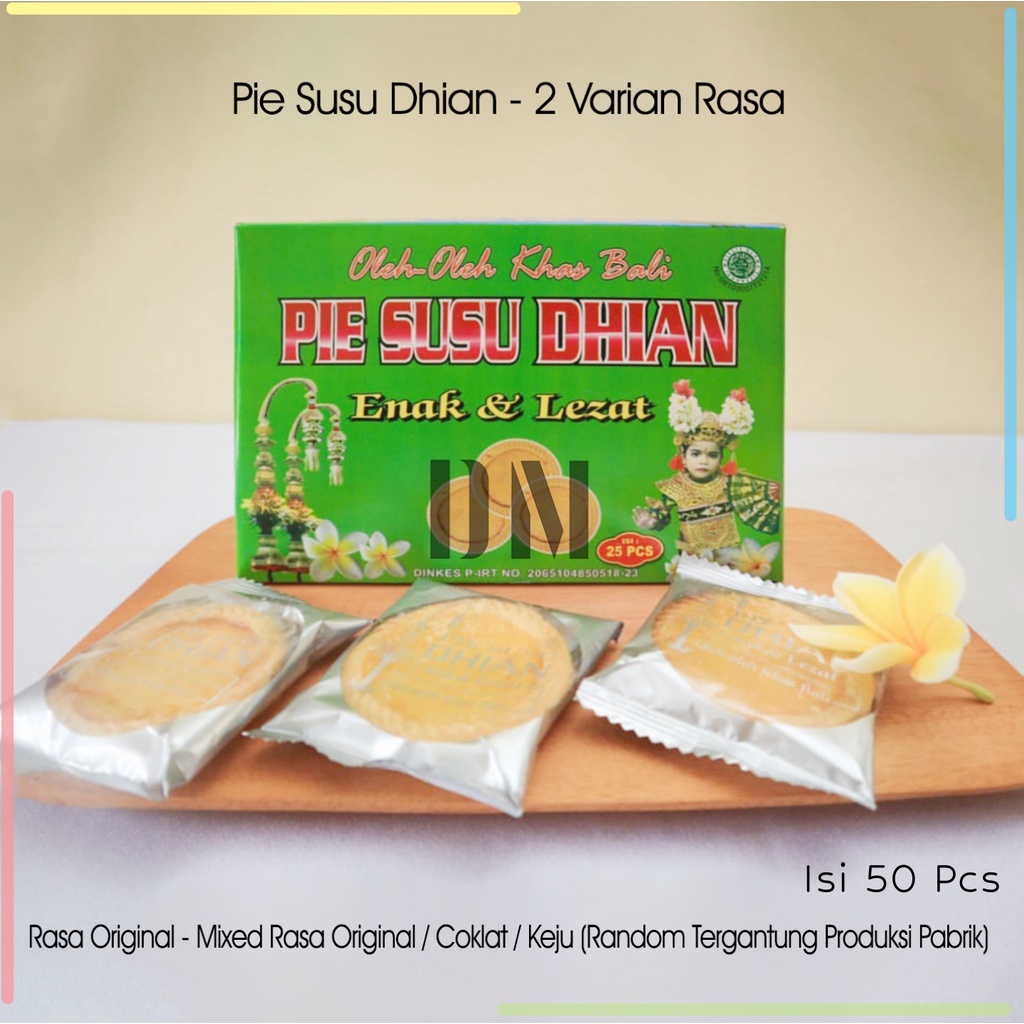 Jual Pie Susu Dhian Dian Original Mix Coklat Keju 1 Box Isi 50 pcs Dus Oleh-Oleh Khas Asli Bali ...
