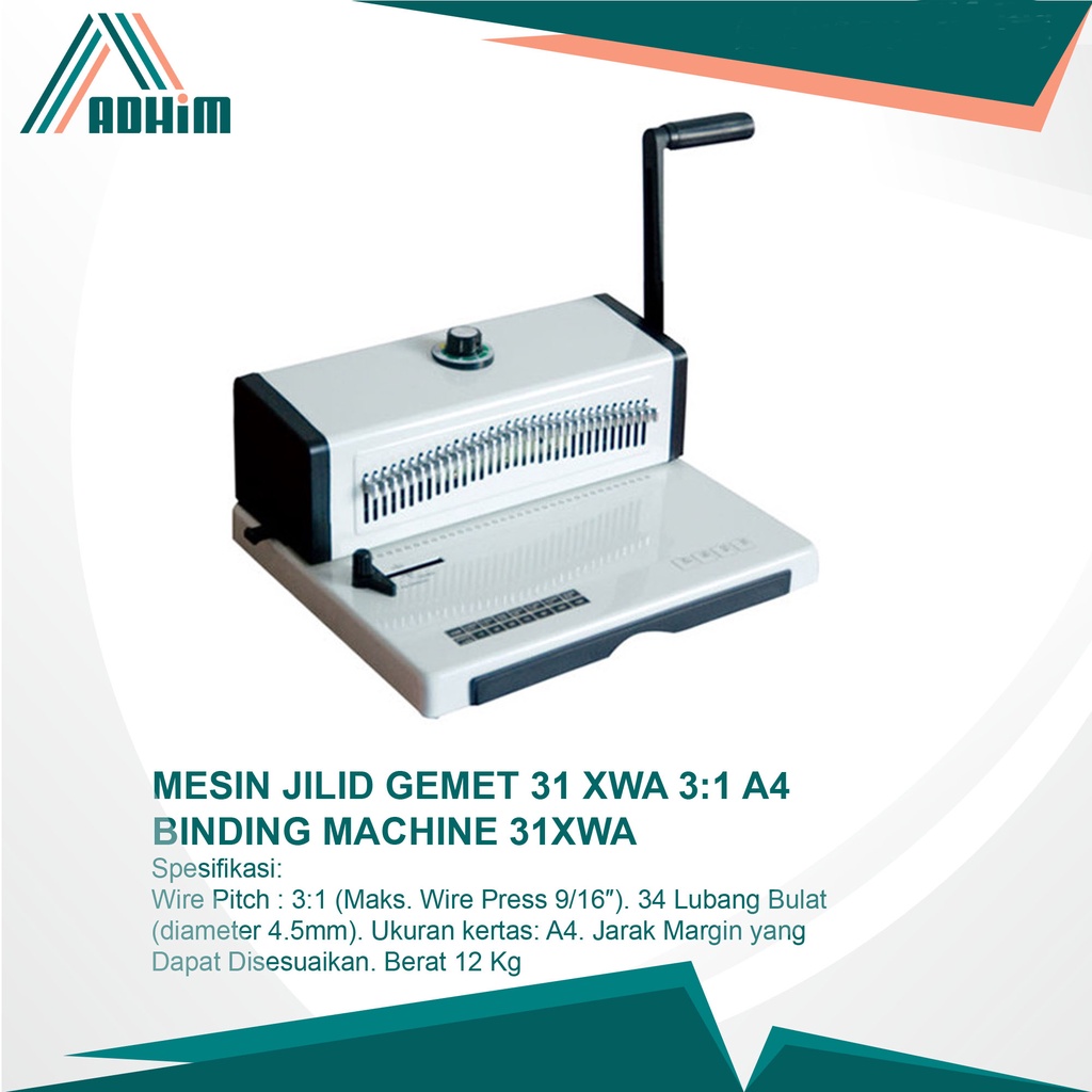 Jual MESIN JILID GEMET 31 XWA 3:1 A4 BINDING MACHINE 31XWA | Shopee ...