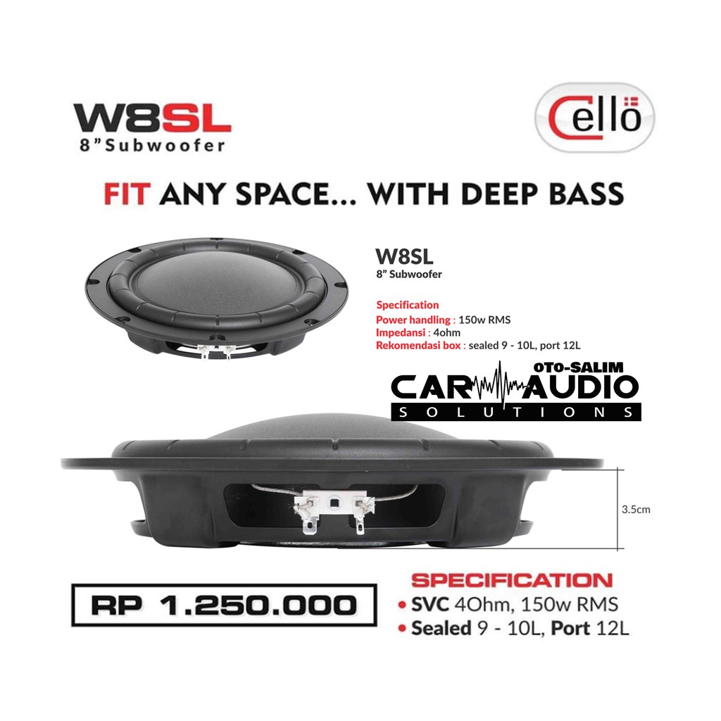 Jual Cello W8SL Subwoofer Mobil Slim Ukuran 8 inch | Shopee Indonesia