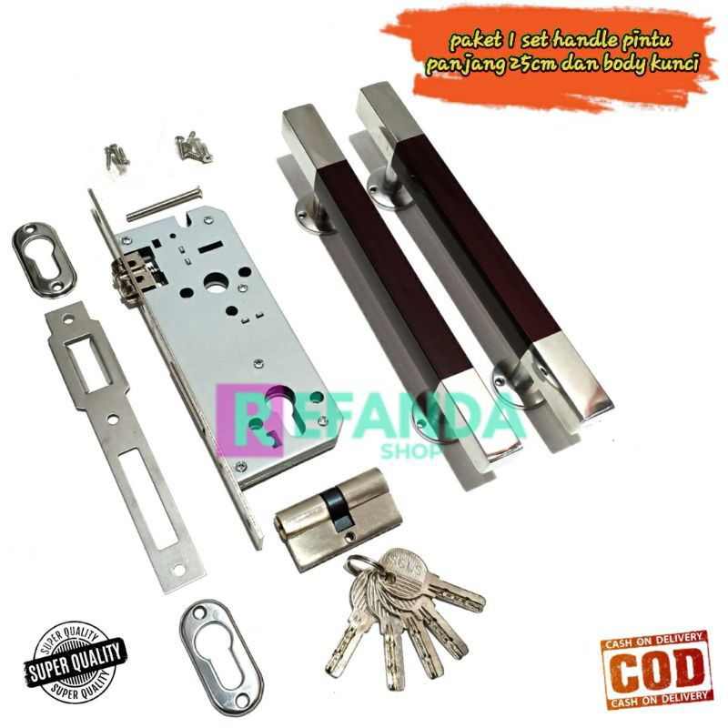 Jual PAKET 1 SET HANDLE PINTU RUMAH MURAH 1PASANG HANDLE DAN BODY KUNCI ...