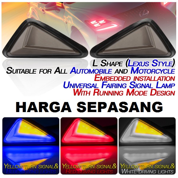 Jual Lampu Sein LED Motor DRL 2 Warna Sen Tempel Segitiga Besar Model Ninja Matik Bebek Moge ...