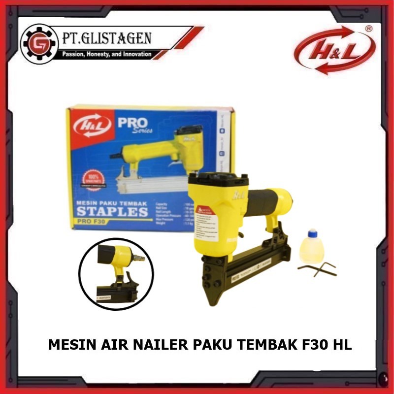 Jual Mesin Paku Tembak Lurus Stapler Air Nailer Staples Gun Angin HL F30 | Shopee Indonesia
