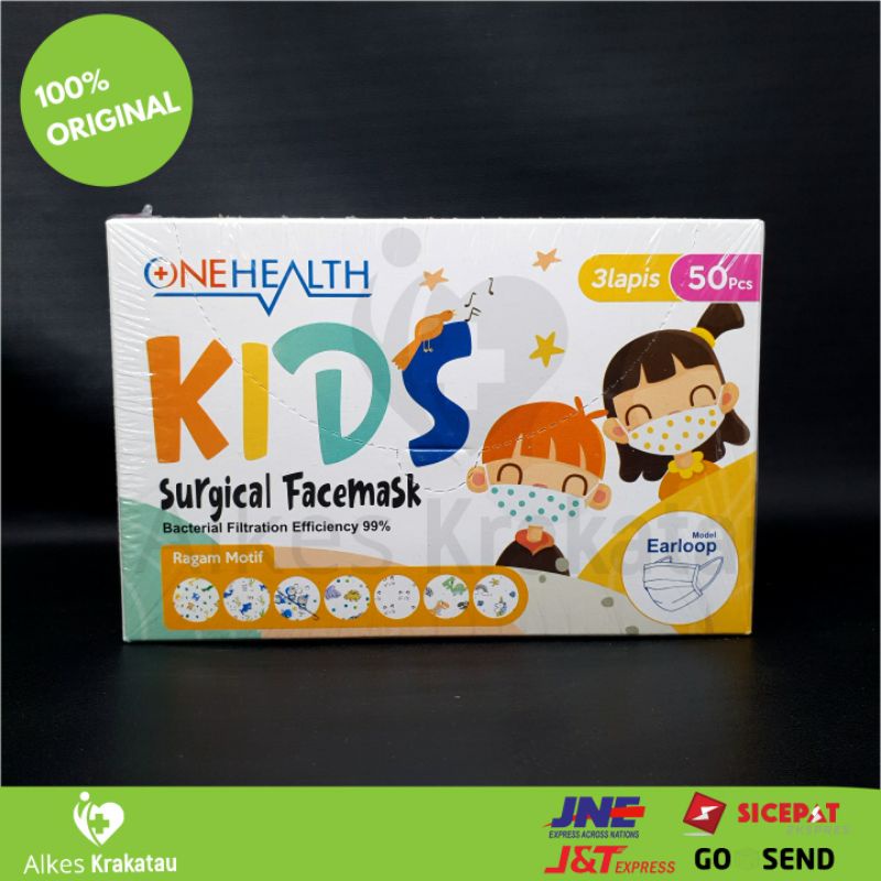Jual Masker Medis Anak 3ply OneHealth isi 50 / Face Mask Kids One ...