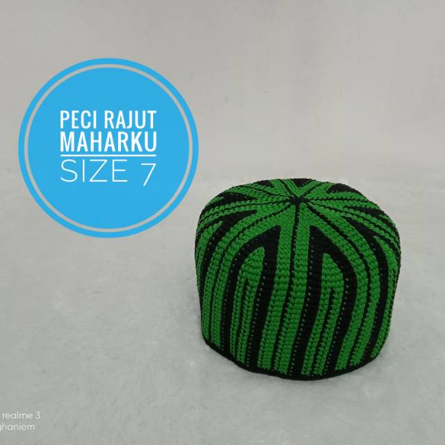 Jual Peci rajut handmade hijau liris lapis singkok kopiah nasional ...
