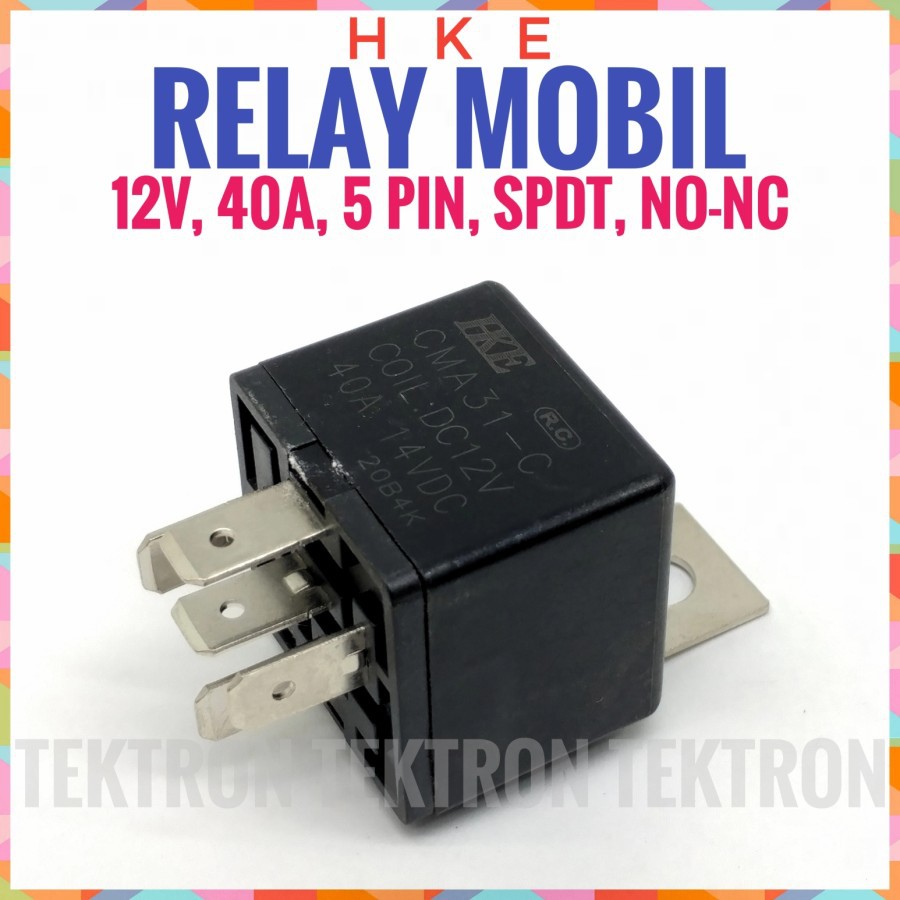 Jual HKE Relay Mobil 12VDC 40A SPDT NO-NC 12V 5pin 5p max 14V Lampu ...