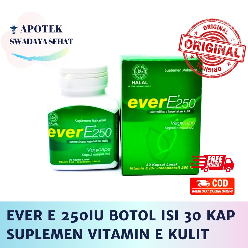 Jual EVER E250 Isi 30 Kapsul Lunak - Vitamin E 250 IU Suplemen Kulit ...