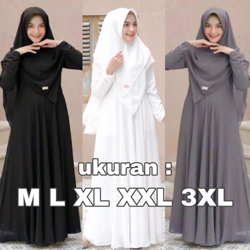 Jual GAMIS MUSLIM WANITA - SYARI GAMIS SYARI PLUS KHIMAR UKURAN M L XL XXL GAMIS BUSUI POLOS ...