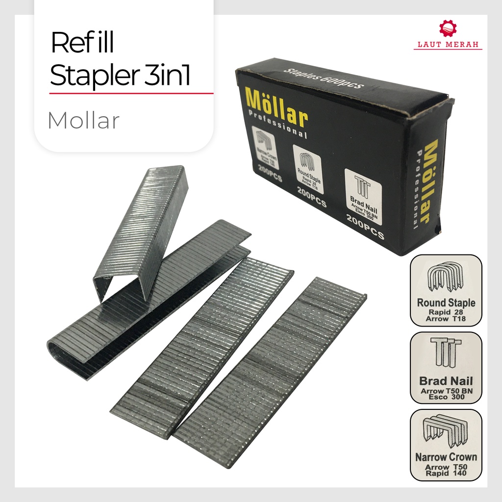 Jual MOLLAR Refill Staple Gun 3 in 1 Isi Ulang Staples Tembak 3 Way ...