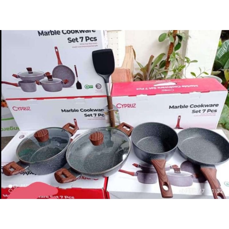 Jual Cypruz Marble Cookware Set of 7 pcs | Shopee Indonesia