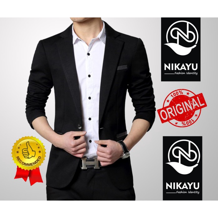 Jual e4vd05e Blazer Jas Pria Style Black / Jas Blazer Pria Nikayu ...