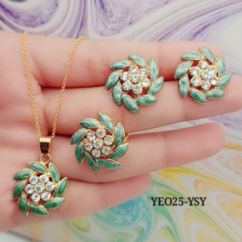 Jual set perhiasan xuping lapis mas permata giok impor tercantik | Shopee Indonesia