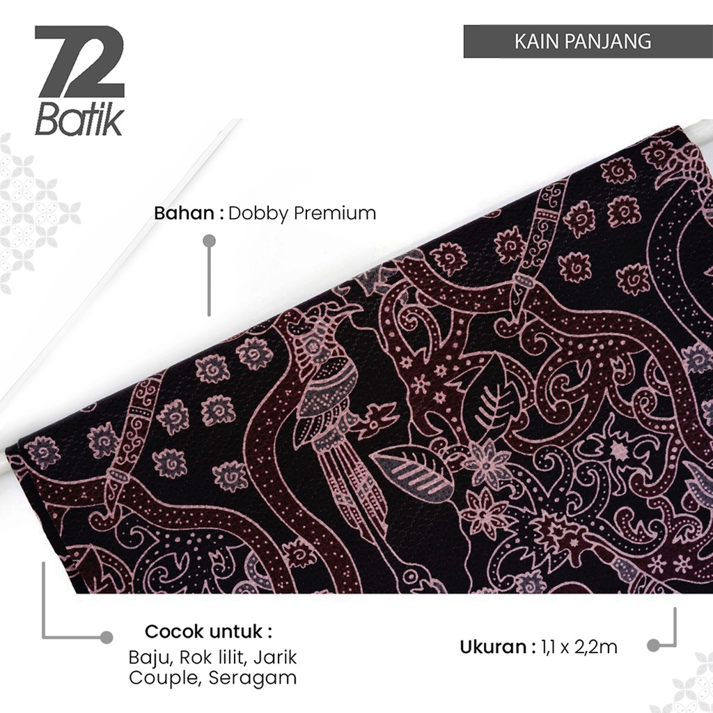 Jual BAHAN BATIK PREMIUM Dobby Motif Burung Asmat Warna Hitam Ireng ...