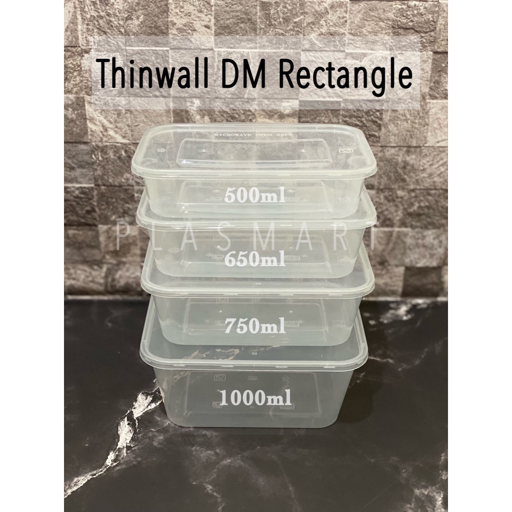 Jual Thinwall Dm Rectangle Persegi Panjang 500ml 650ml 750ml 1000ml Isi