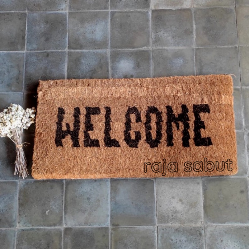 Jual keset sabut kelapa cantik 90x45 tebal welcome keset rumah anti ...