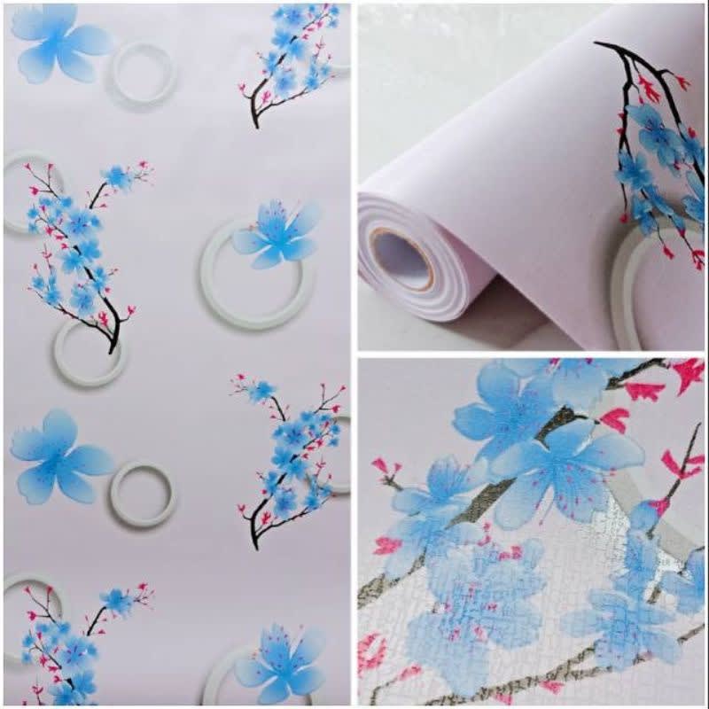 Jual Wallpaper Dinding Sticker Dinding Bunga Sakura Biru Kekinian Ruang ...
