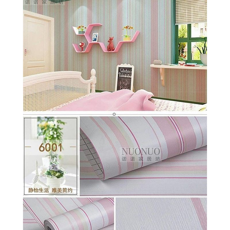 Jual Wallpaper dinding stiker motif soft pink line ukuran 45 cm x 10 ...