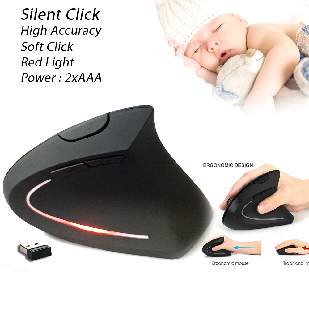 Jual Mouse wireless Vertical silent | Shopee Indonesia