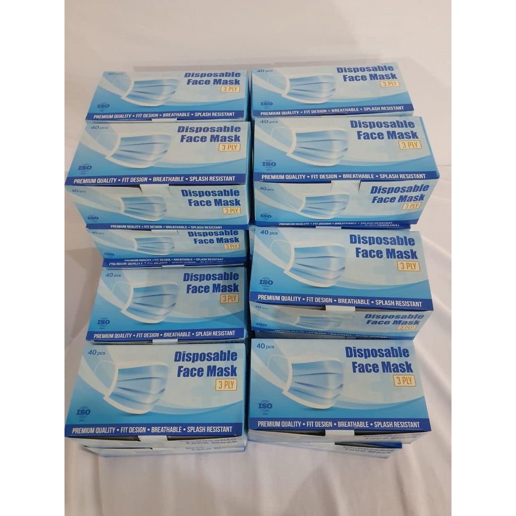 Jual Disposable Face Mask / Masker 3 Ply Tersertifikasi 1 Box (40 pcs ...