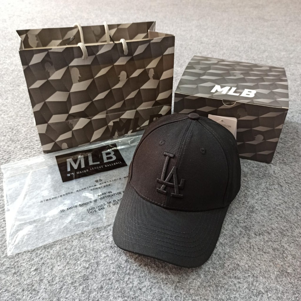 Jual Topi MLB ORIGINAL Import - LA MLB CLASSIC BLACK LOGO BLACK ...