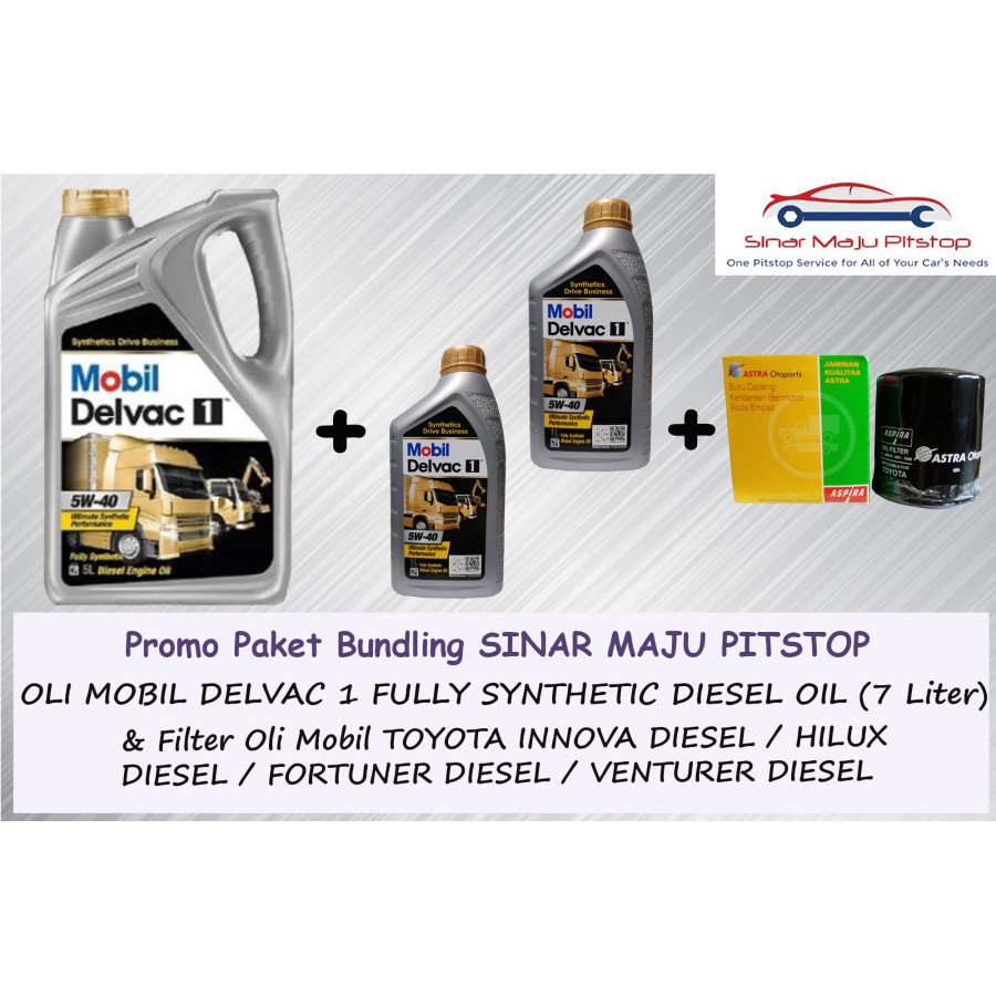 Jual Paket Oli MOBIL DELVAC 1 DIESEL 5W-40 FULL SYNTHETIC 7 LITER ...