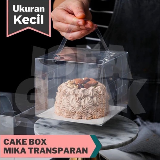 Jual Cake Box Kotak Persegi Transparan Mika PET Bening + Handle sisi 14 ...