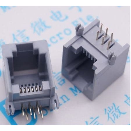 Jual RJ 12 Telephone socket RJ12 RJ11 crystal head female gray 6p 6 p ...