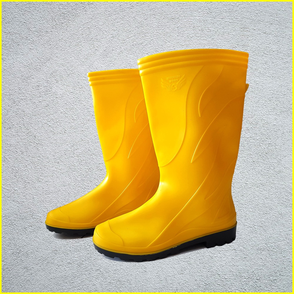 Jual Sepatu Boot Kerja Karet Kuning Tinggi Boots PVC Anti Air / APD ...