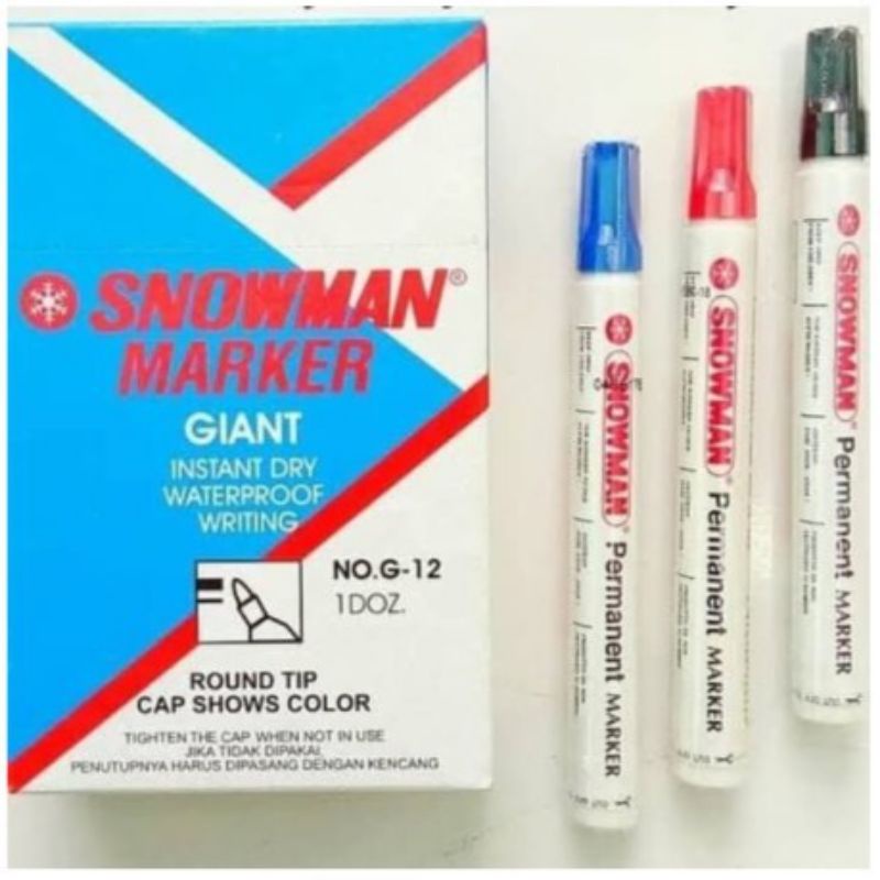Jual spidol permanent spidol snowman marker giant G-12 | Shopee Indonesia