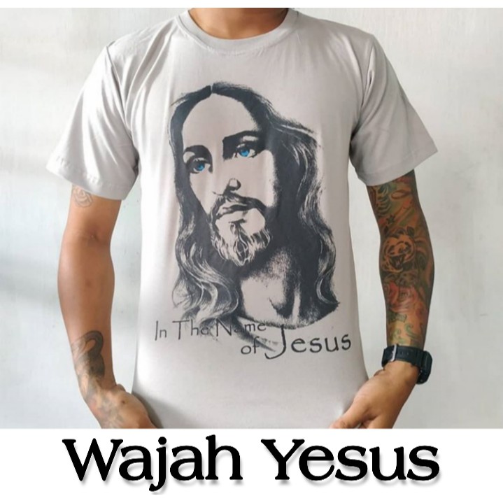 Jual KAOS ROHANI WAJAH YESUS KRISTUS KRISTEN KATOLIK WARNA PUTIH ...