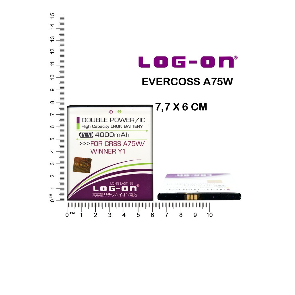 Jual LOG ON BATERAI EVERCOSS A75W WINNER Y1 BATRE DOUBLE POWER DOUBLE IC BATTERY | Shopee Indonesia