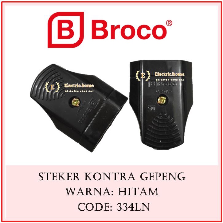 Jual BROCO KONTRA STEKER GEPENG BIASA HITAM 334LN 334N 334 LN PLUG ...
