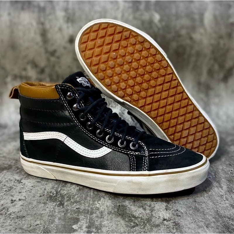 Jual Vans Sk-8 Black White Scotchgard Leather Hi High ( Not vault og ...