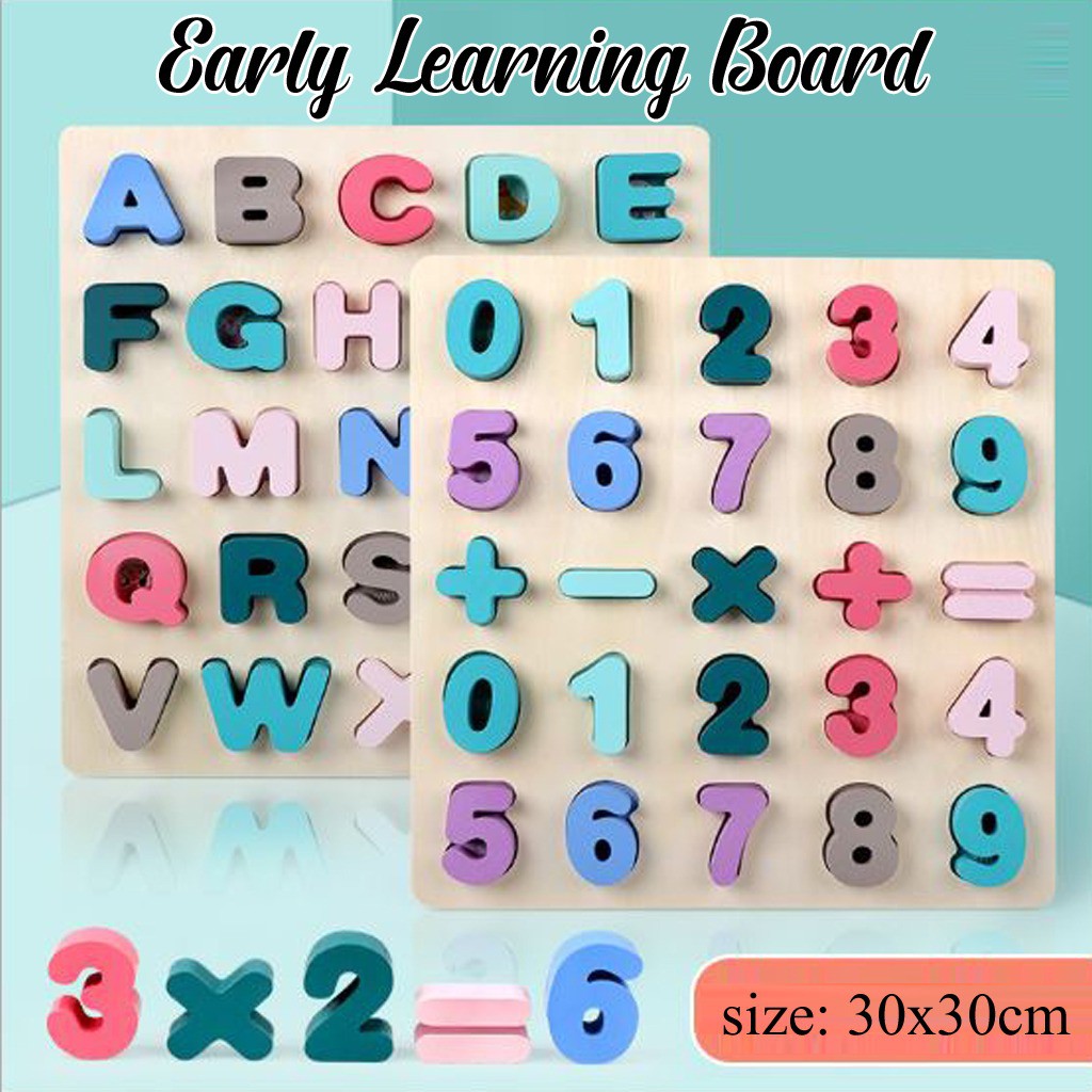 Jual Mainan Edukasi Puzzle Kayu Huruf Angka Wooden Alphabet Numbers ...