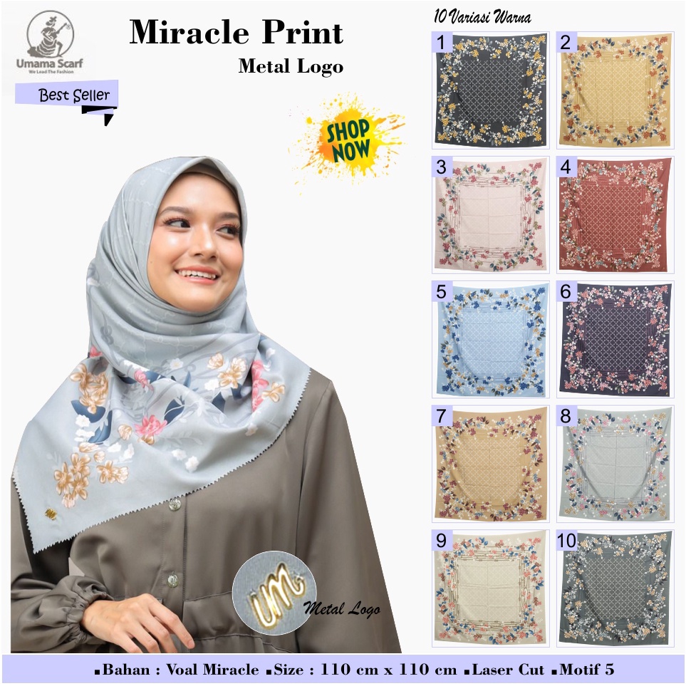 Jual Jilbab Segi Empat Premium Voal Miracle Print Metal Logo Motif 5 by ...
