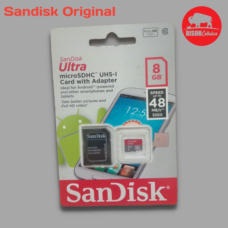 Jual Sandisk Ultra 8Gb cl.10/ 48 Mbps Micro SD card with Adapter ...
